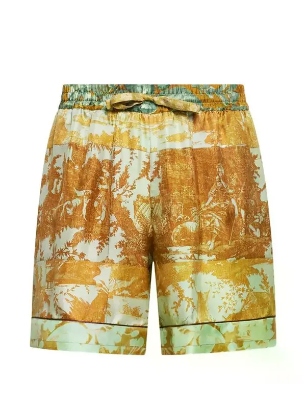 PIERRE-LOUIS MASCIA Floral-print Shorts - Brown