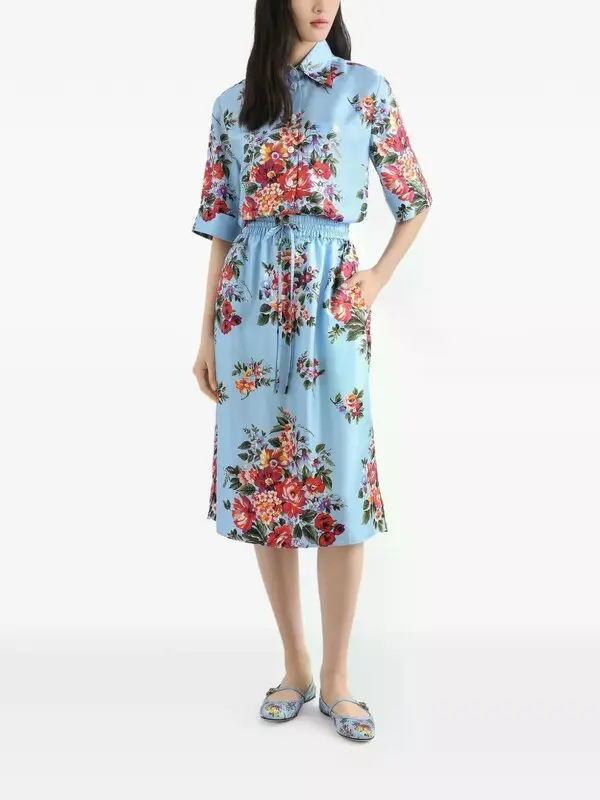 Dolce & Gabbana Floral-print Elasticated Midi Skirt