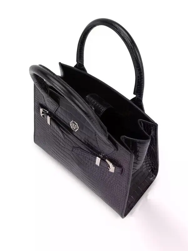Philipp Plein Small Crocodile-effect Tote Bag - Black