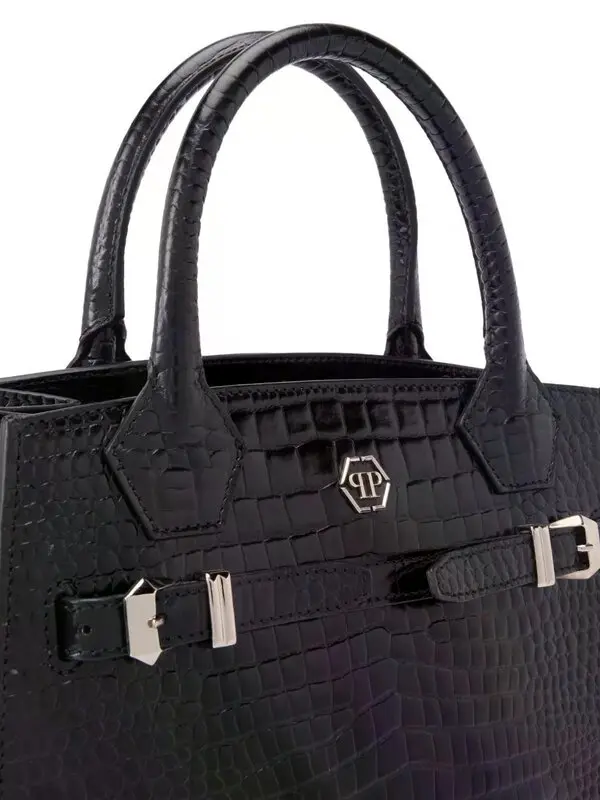Philipp Plein Small Crocodile-effect Tote Bag - Black