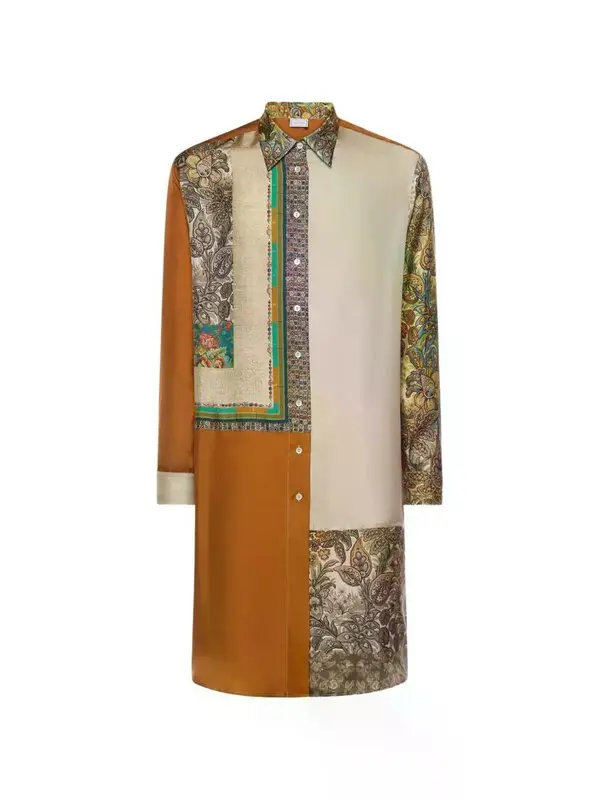 PIERRE-LOUIS MASCIA Patchwork Long-sleeve Shirt