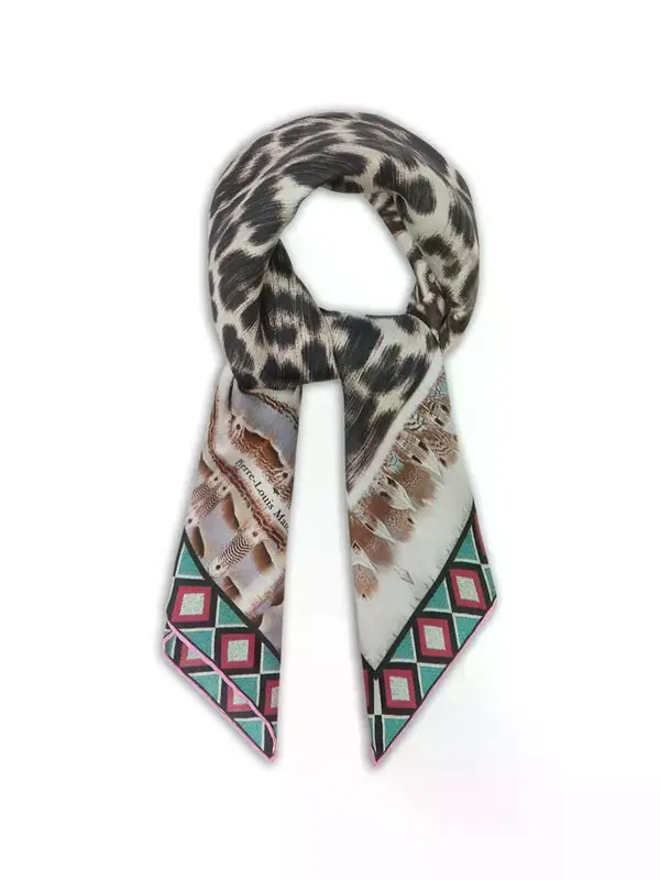 PIERRE-LOUIS MASCIA Aloeuw Leopard Geometric Silk Scarf - Neutrals