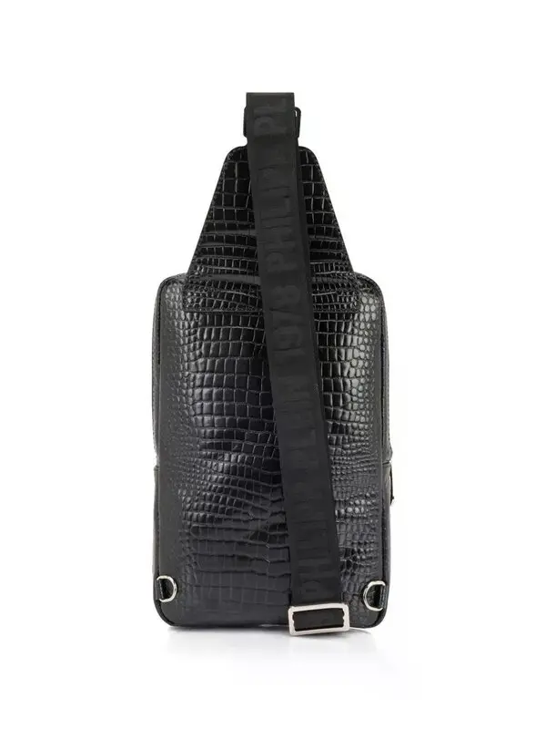 Philipp Plein Crocodile-print Cross Body Bag With Logo