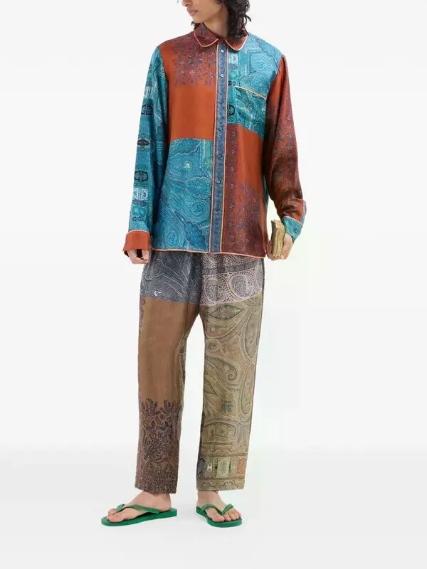 PIERRE-LOUIS MASCIA Aloe Patchwork Paisley Shirt