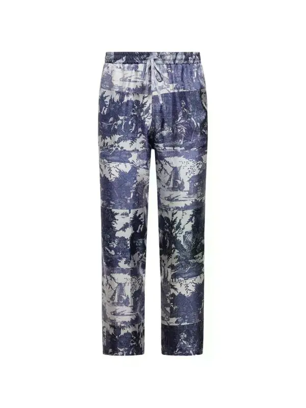 PIERRE-LOUIS MASCIA Aloe Toile-de-jouy-print Trousers - Blue
