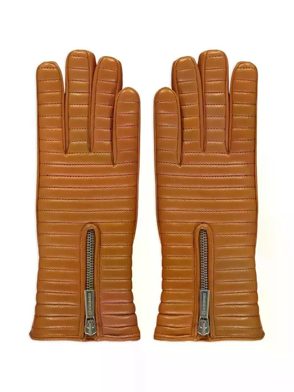 MOORER Quilted Gloves With Zip Detail