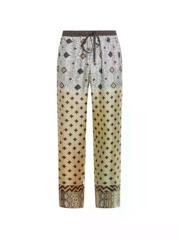PIERRE-LOUIS MASCIA Geometric Silk Trousers - Neutrals