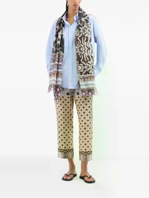 PIERRE-LOUIS MASCIA Geometric Silk Trousers - Neutrals