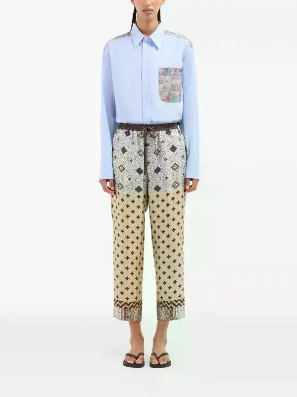 PIERRE-LOUIS MASCIA Geometric Silk Trousers - Neutrals