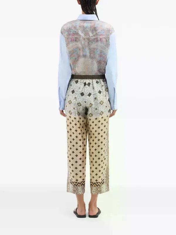 PIERRE-LOUIS MASCIA Geometric Silk Trousers - Neutrals
