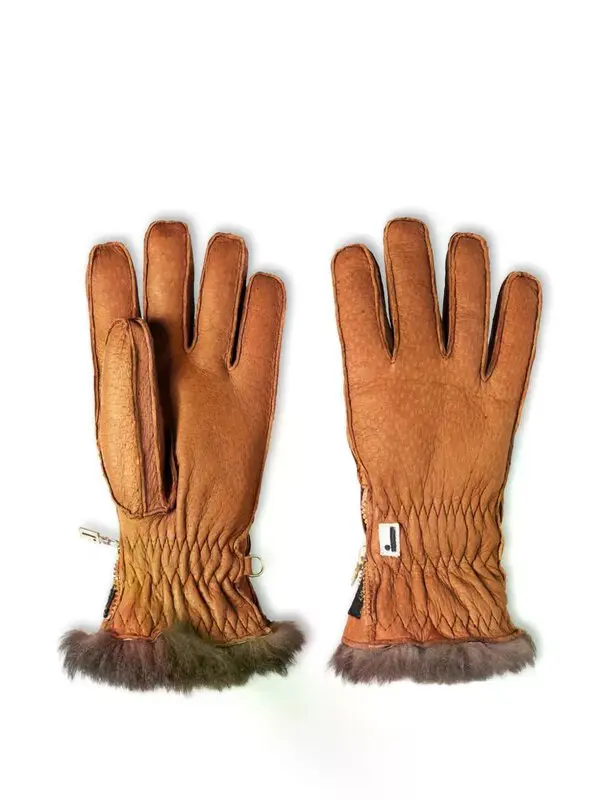 RESTELLI Fur-trim Havana Gloves - Brown
