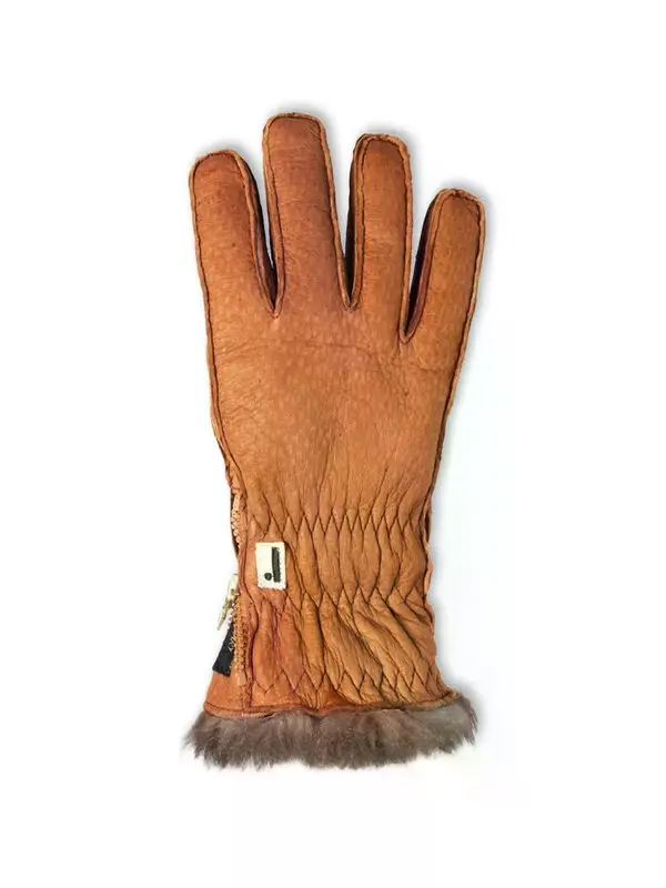 RESTELLI Fur-trim Havana Gloves - Brown