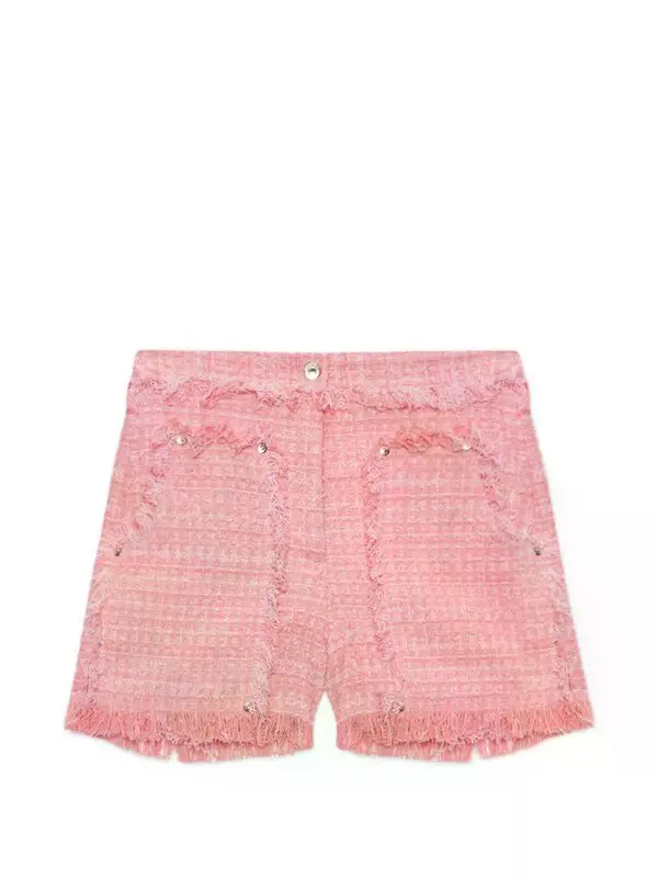 MSGM Fringed-hem Tweed Shorts