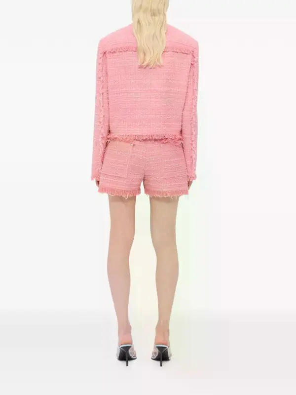 MSGM Fringed-hem Tweed Shorts