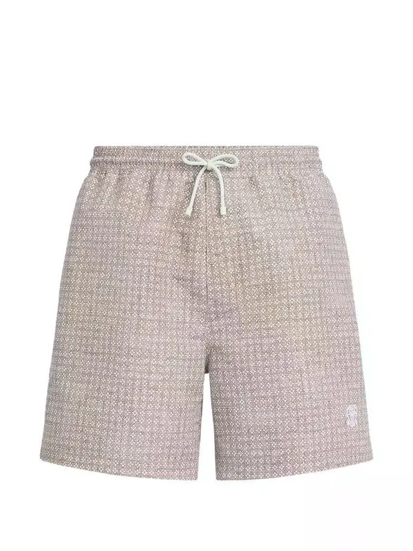 Brunello Cucinelli Patterned Swim Shorts - Brown