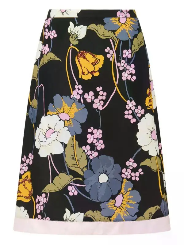 Marni Floral Print Midi Skirt - Black