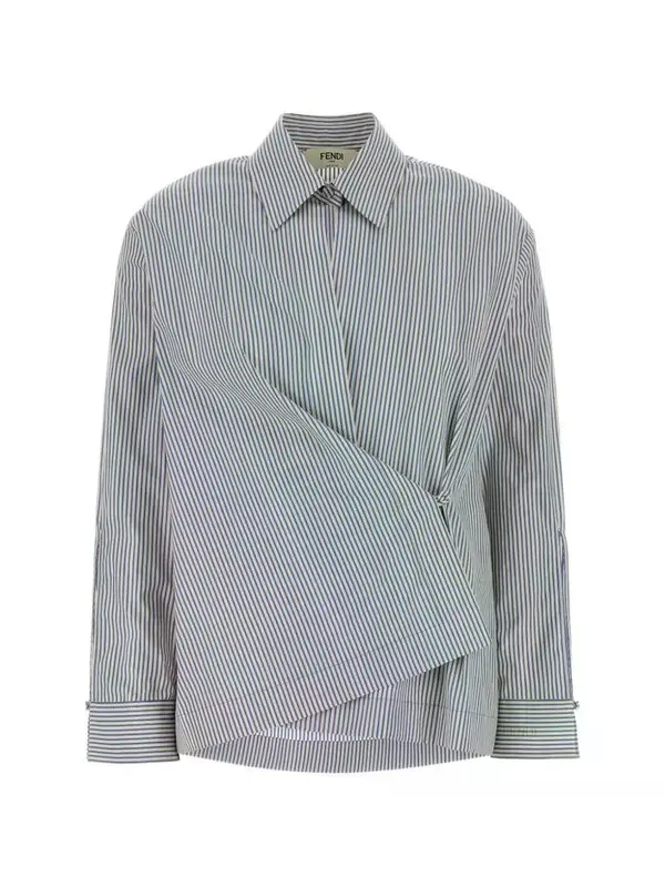 Fendi Striped Poplin Shirt - Blue