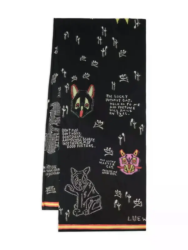 Loewe Embroidered Scarf - Black