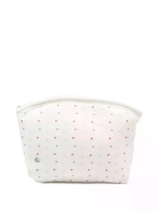Petit Bateau Heart-print Makeup Bag - White