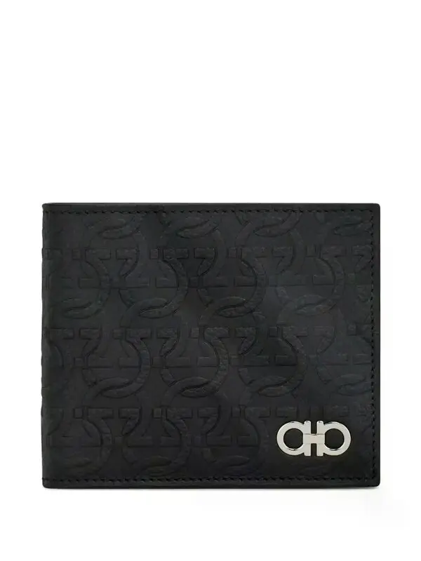 FERRAGAMO Embossed Gancini Wallet - Black