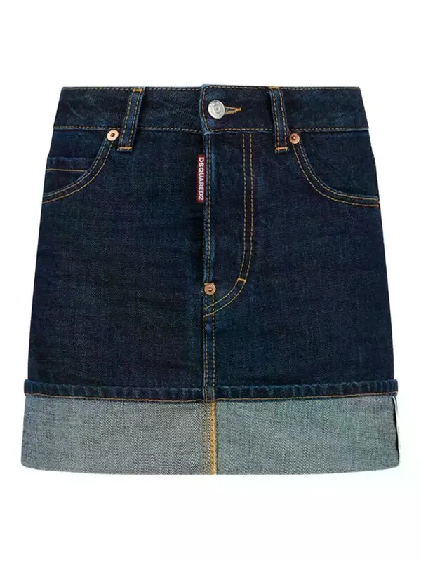 Dsquared2 Japanese Selvedge Denim Skirt With Turn-up Hem