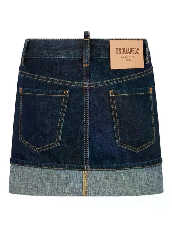 Dsquared2 Japanese Selvedge Denim Skirt With Turn-up Hem