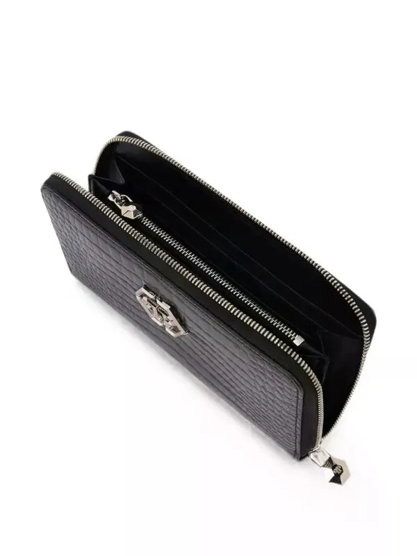 Philipp Plein Croc-embossed Zip-around Wallet - Black