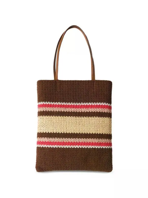 Miu Miu Raffia-effect Woven Tote Bag - Brown