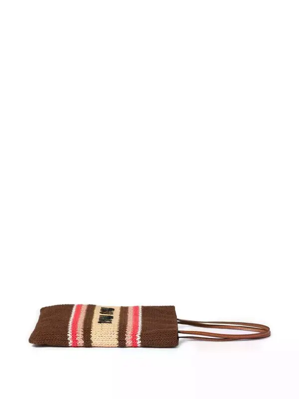 Miu Miu Raffia-effect Woven Tote Bag - Brown