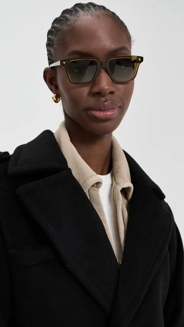 Bottega Veneta Triangle Stud Rectangle Sunglasses