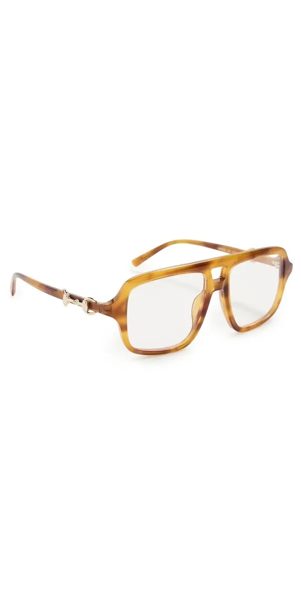 Gucci Horsebit Aviator Frame Glasses - Havana/transparent