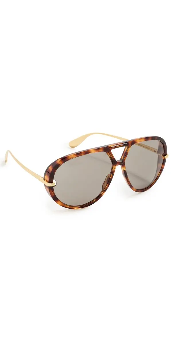 Bottega Veneta Aviator Frame Sunglasses - Havana-gold-brown
