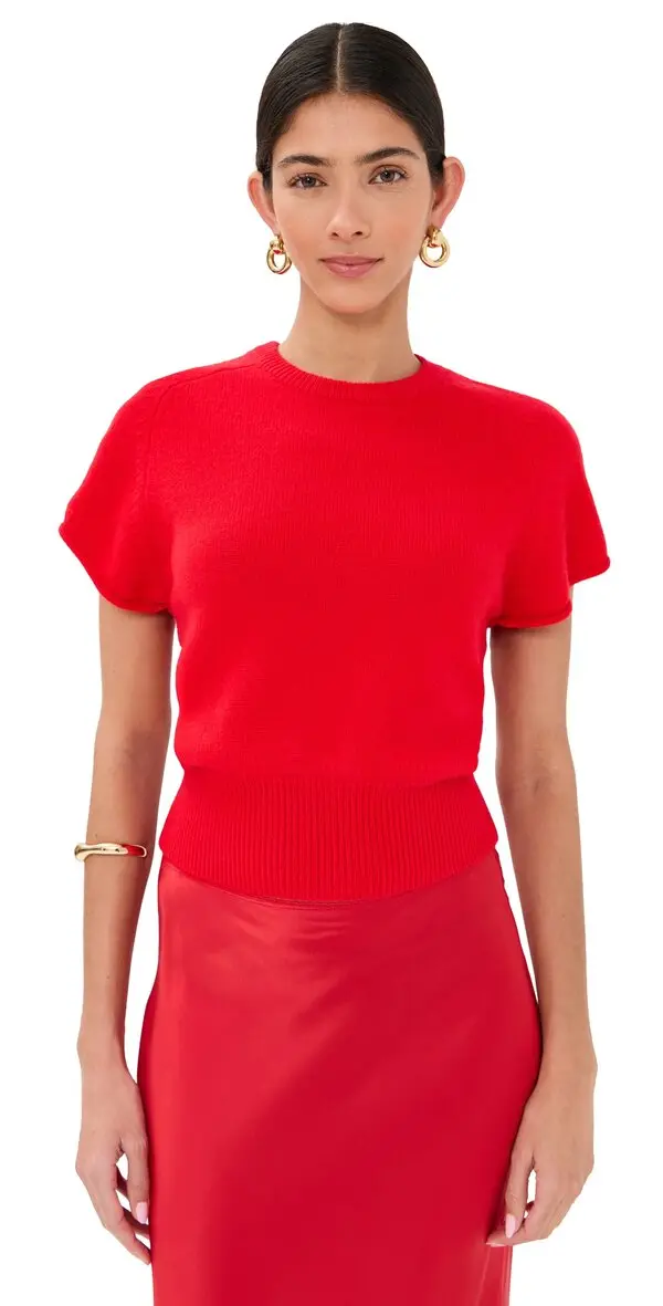 Sablyn Jones Cashmere Raglan Top - Scarlet
