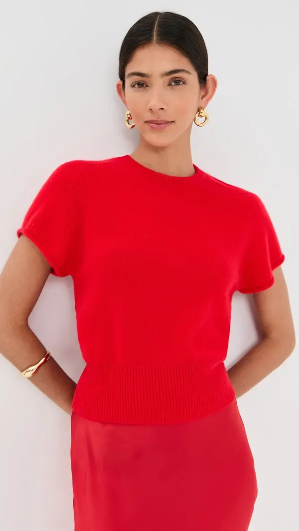 Sablyn Jones Cashmere Raglan Top - Scarlet