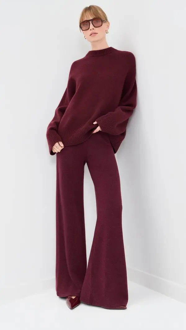 THE ELDER STATESMAN Juniper Cashmere Pants - Bordeaux