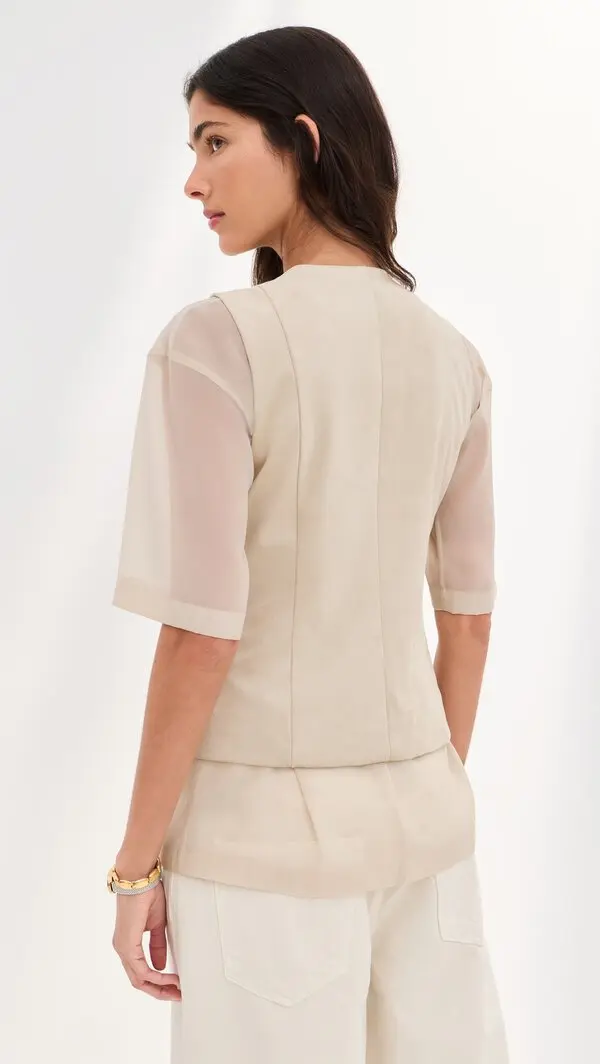 LE BOP Lottie Faux Suede Vest - Feather Grey