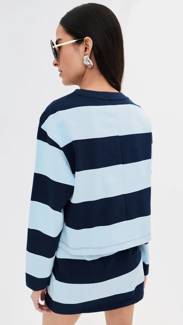 LE BOP Danica Striped Cropped Top - Ice Blue/midnight