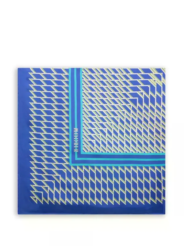 MOORER Geometric-print Scarf - Blue