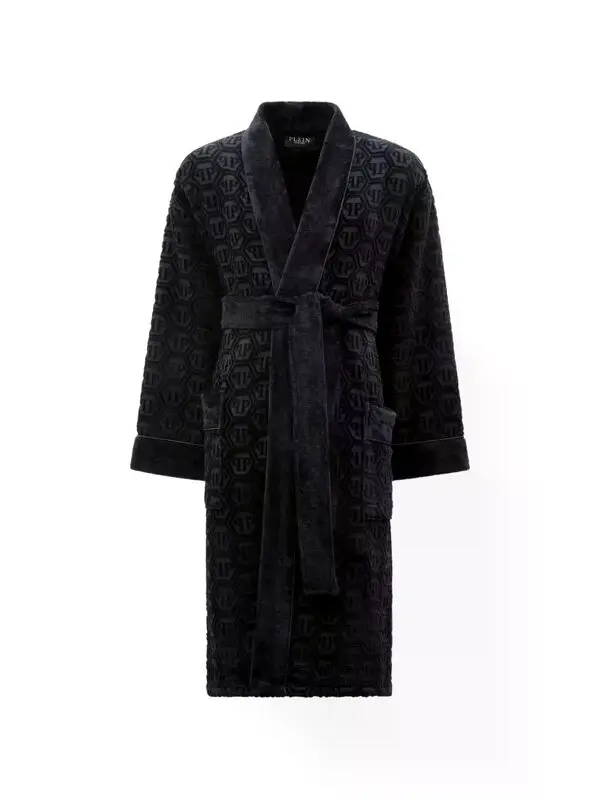 Philipp Plein Hexagon-logo Bath Robe - Black