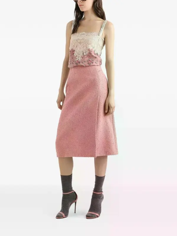 Dolce & Gabbana Floral-print Lace-detail Top - Pink
