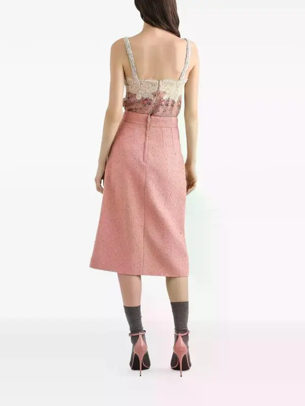 Dolce & Gabbana Floral-print Lace-detail Top - Pink