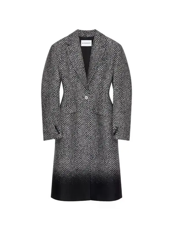 Givenchy Cocoon Single-breasted Herringbone Coat - Black