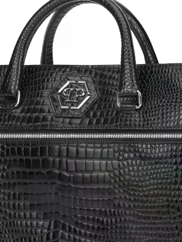 Philipp Plein Crocodile Print Laptop Bag