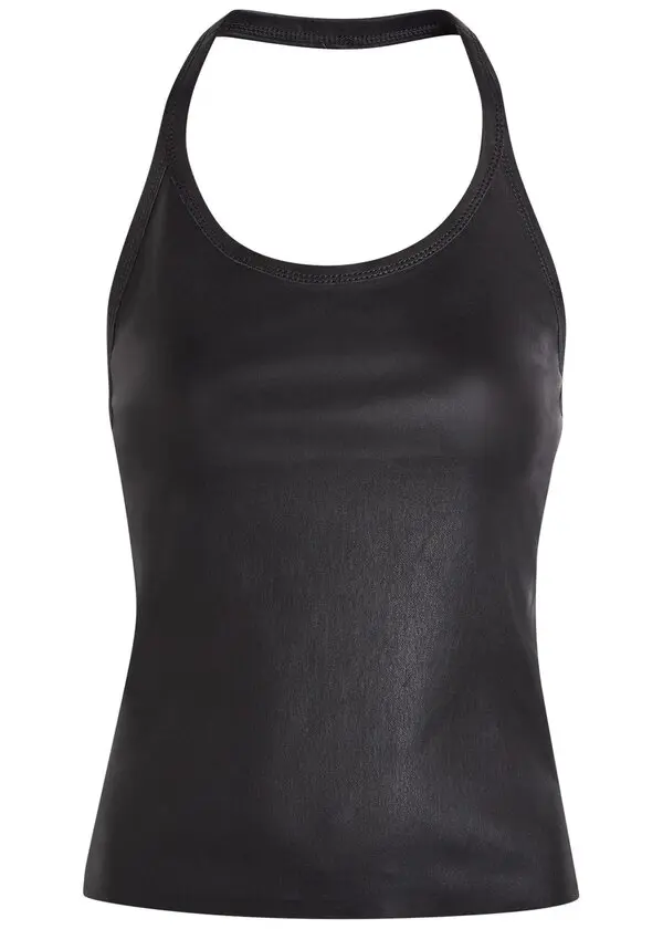 Stouls Stretch-leather Halterneck Top - Black