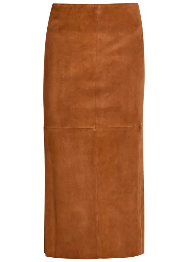 Stouls Winona Split-hem Suede Midi Skirt