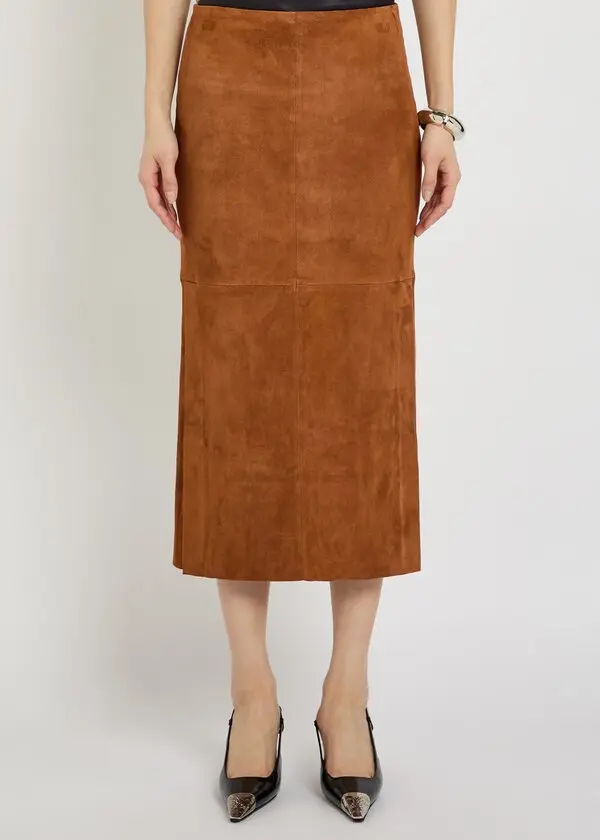 Stouls Winona Split-hem Suede Midi Skirt
