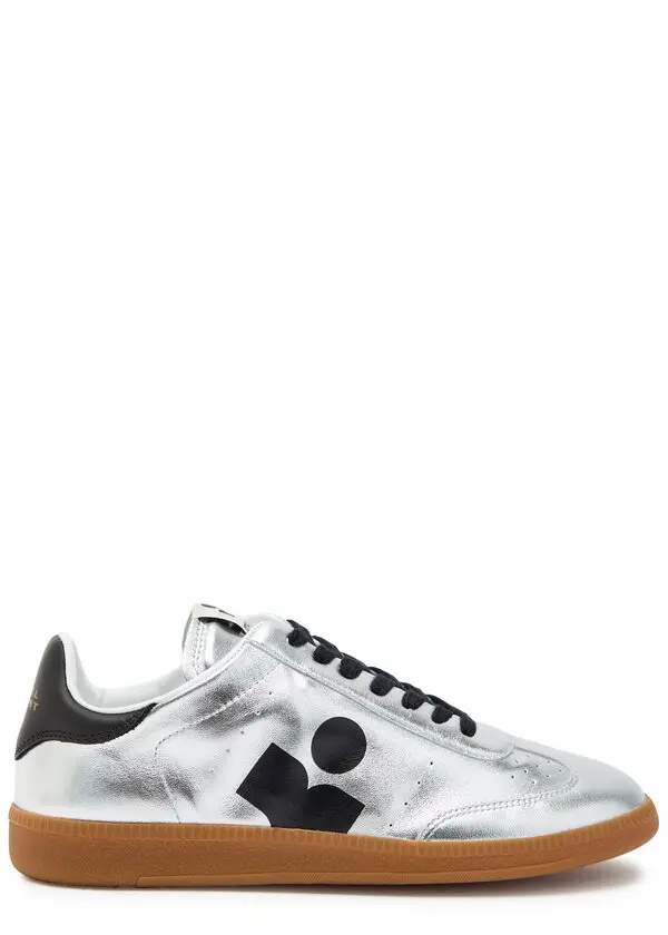 Isabel Marant Étoile Kaycee Logo Metallic Leather Sneakers - Silver