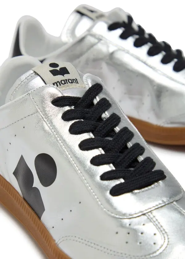 Isabel Marant Étoile Kaycee Logo Metallic Leather Sneakers - Silver