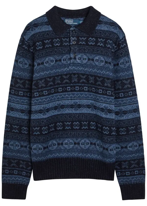 Polo Ralph Lauren Patterned-intarsia Wool-blend Polo Shirt