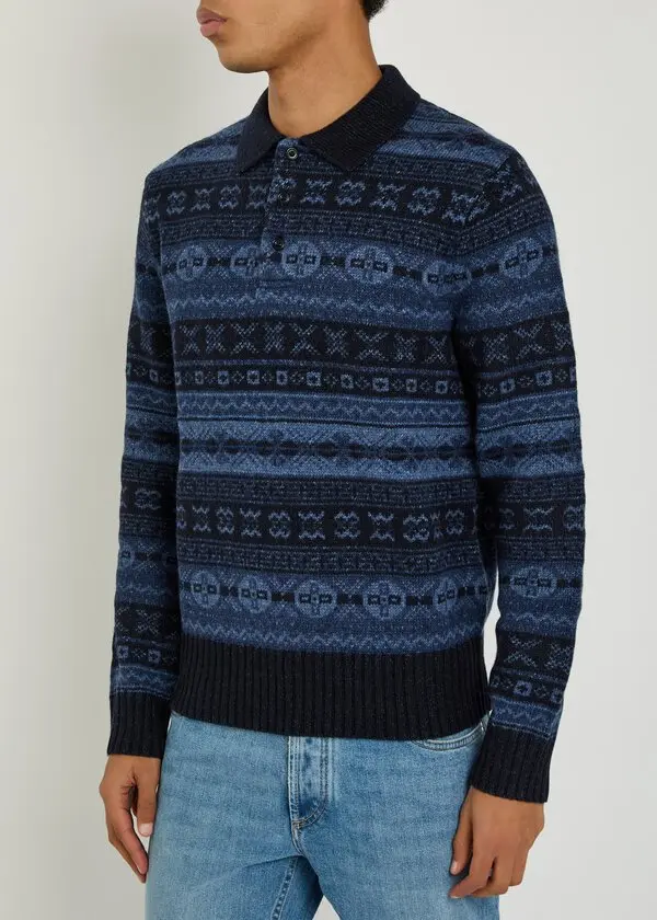 Polo Ralph Lauren Patterned-intarsia Wool-blend Polo Shirt